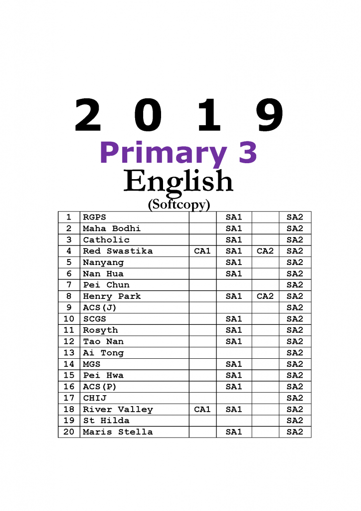 2019 Primary 3 Exam Papers (All Subjects) + Free 2010-2018 download ...